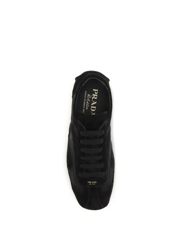Prada Montecarlo Re-edition 2005 Suede And Re-nylon Sneakers - Black