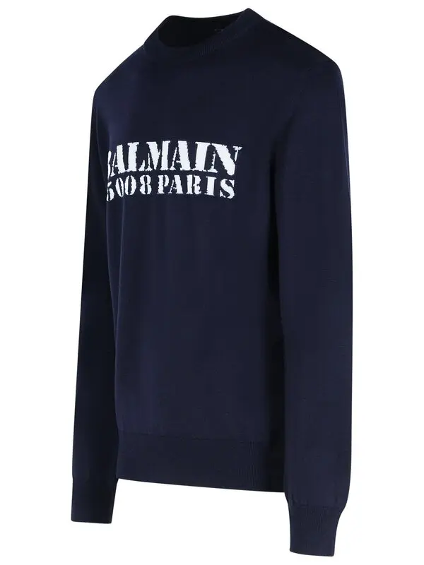 Balmain Merino Wool Sweater With Contrast Logo