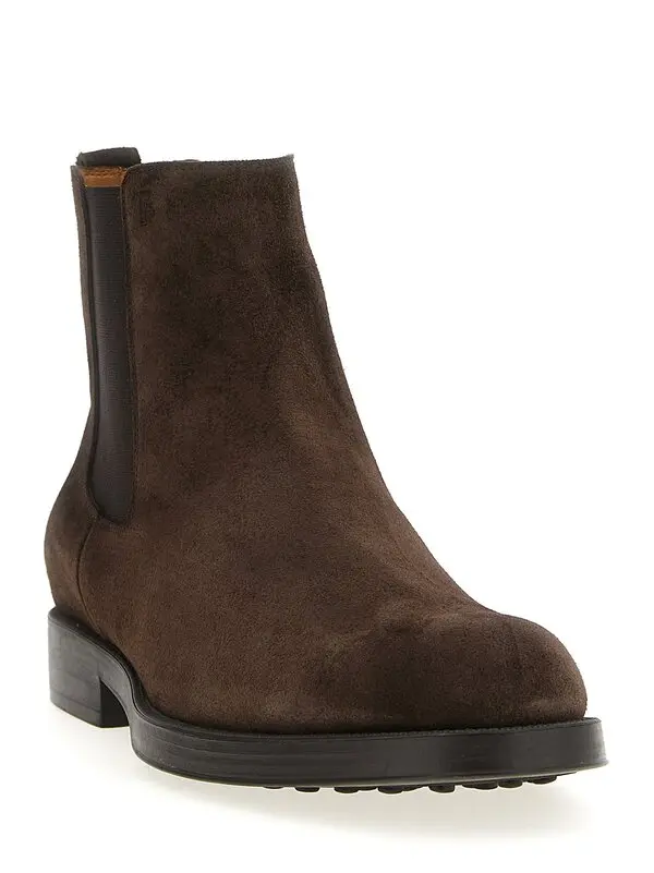 TOD'S Suede Chelsea Ankle Boots - Brown
