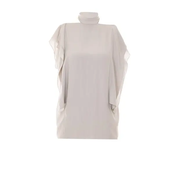 LANVIN Frilled Charmeuse Top - Gray