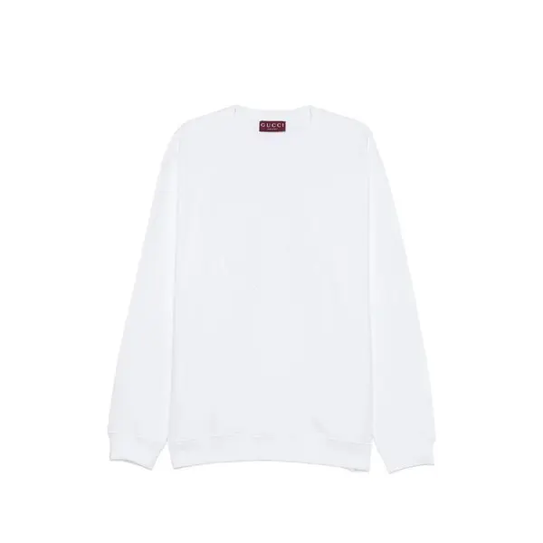 Gucci Cotton Crew Neck Long Sleeve Sweatshirt - White