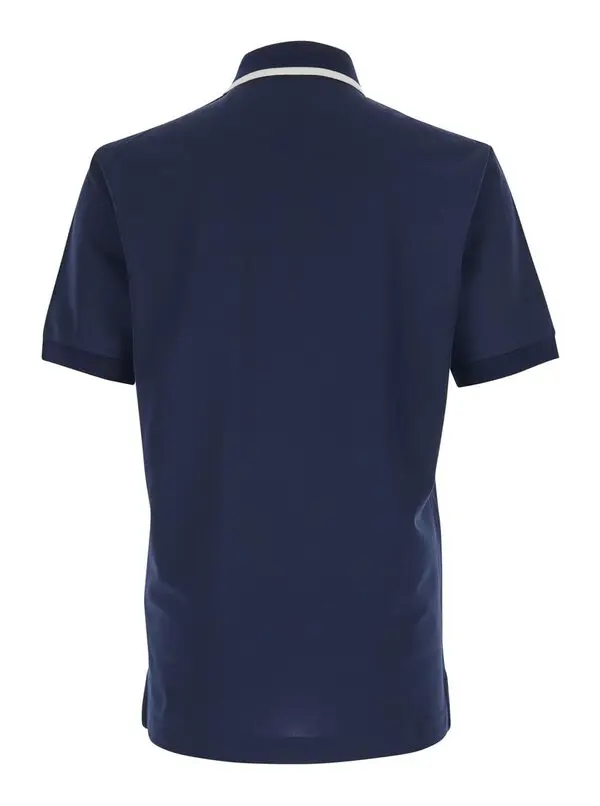 Dolce & Gabbana Blue Polo Shirt With Logo On The Front In Tech Fabric For