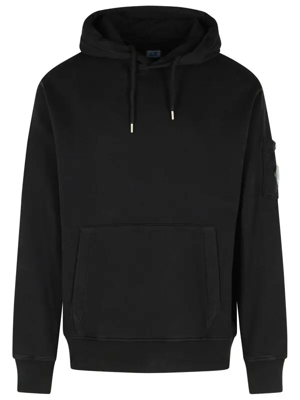 C.P. COMPANY Brushed Cotton Sweatshirt With Drawstring Hood - Black
