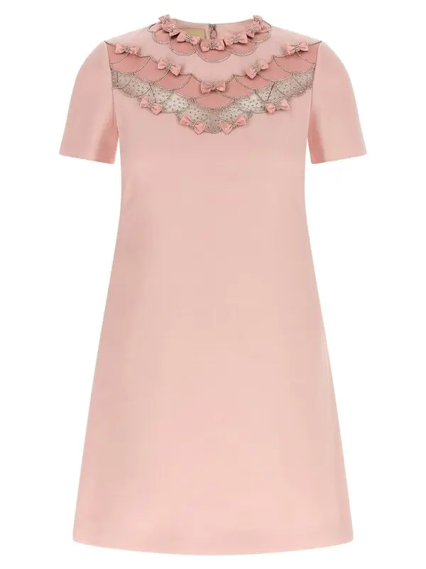 Valentino Garavani Crêpe Couture Mini Dress With Jewel Bows