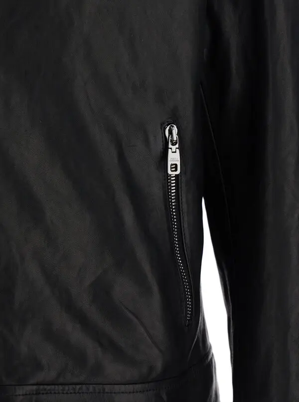 Dolce & Gabbana Leather Zip-up Jacket With Back Logo Patch - Multicolor