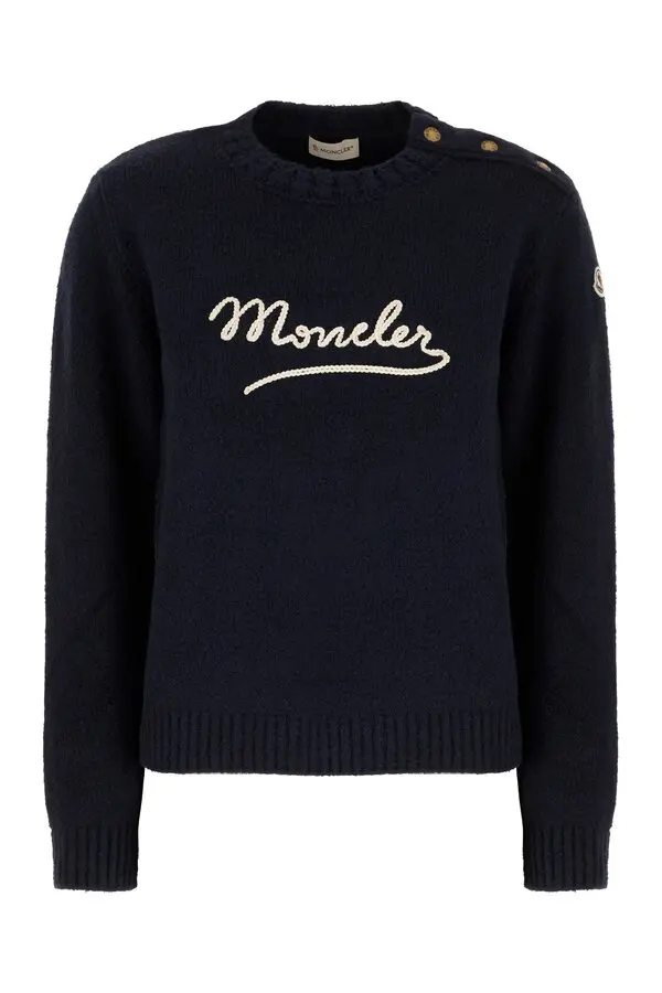 Moncler Ribbed Knitwear With Embroidered Logo