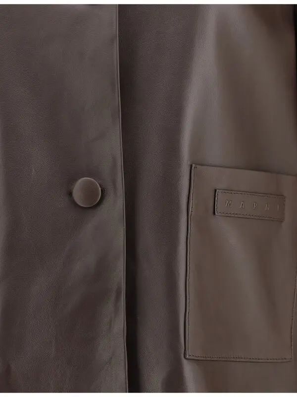 Marni Leather Jacket With Shearling Collar