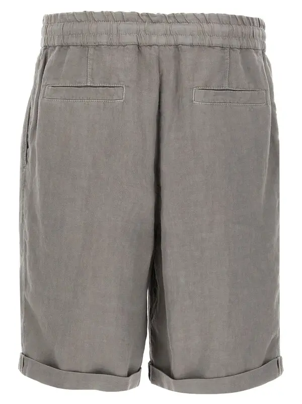 Brunello Cucinelli Garment-dyed Linen Bermuda Shorts - Gray