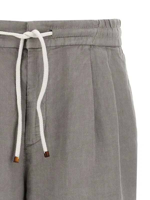 Brunello Cucinelli Garment-dyed Linen Bermuda Shorts - Gray