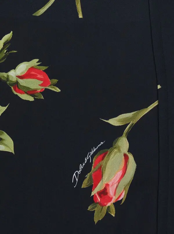 Dolce & Gabbana Black Floral Print Viscose Short Dress