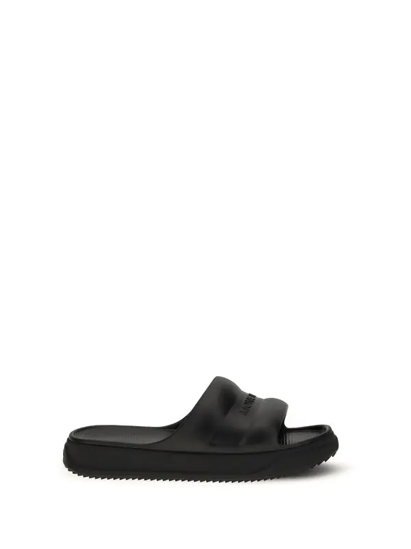Moncler Altive Logo Strap Slippers - Black