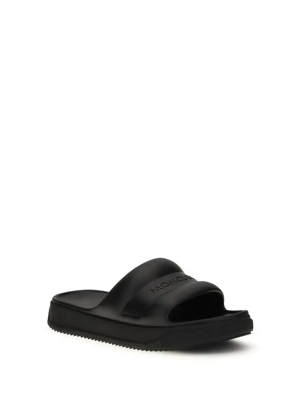 Moncler Altive Logo Strap Slippers - Black
