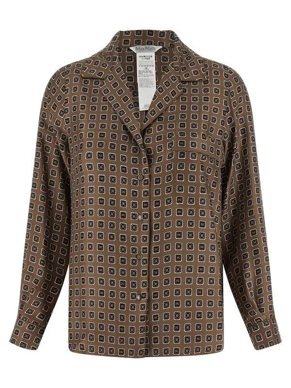 Max Mara Silk Twill Shirt With Archive Print - Brown