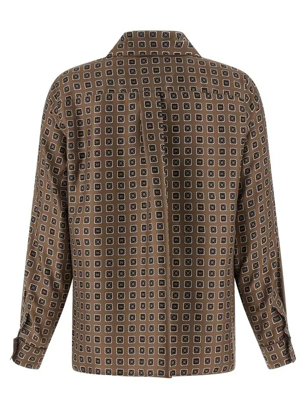 Max Mara Silk Twill Shirt With Archive Print - Brown