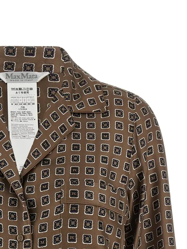 Max Mara Silk Twill Shirt With Archive Print - Brown