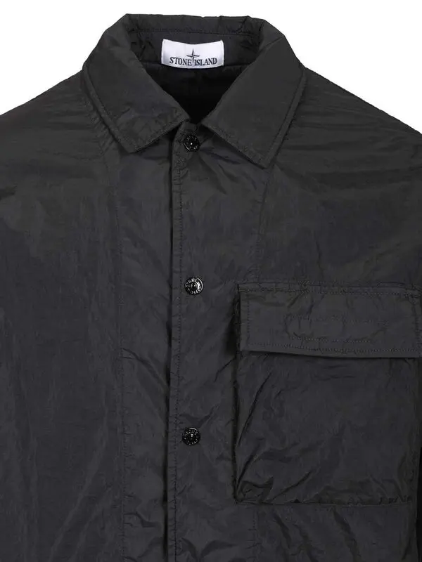Stone Island Overshirt In Lightweight Recycled Nylon Reps - Blue