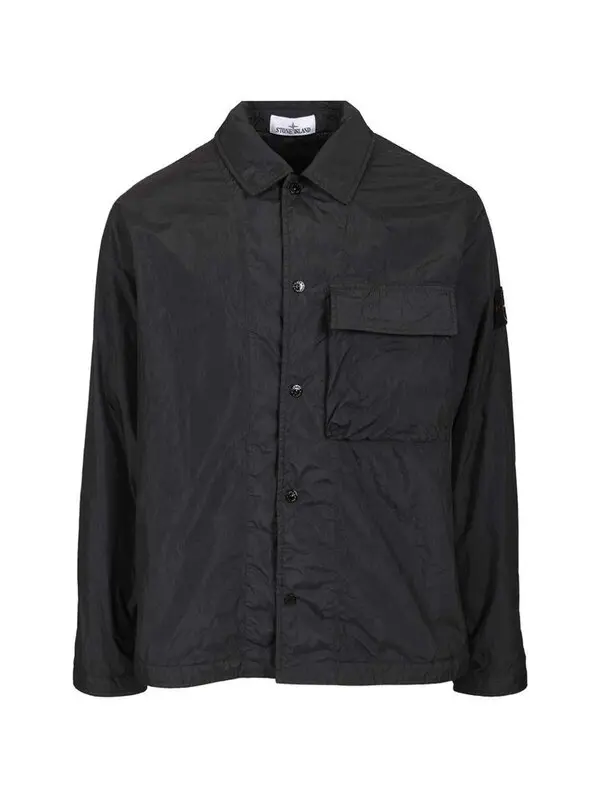 Stone Island Overshirt In Lightweight Recycled Nylon Reps - Blue