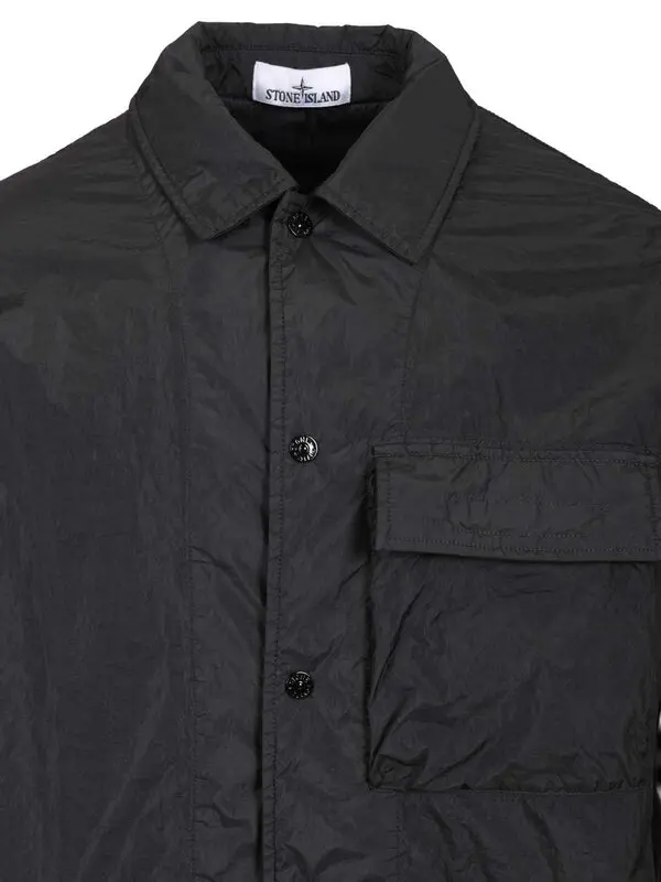 Stone Island Overshirt In Lightweight Recycled Nylon Reps - Blue