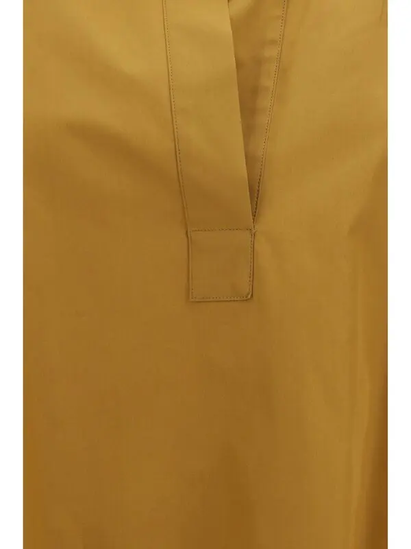 Max Mara Madorni Cotton Shirt With Leather Drawstring Sleeves - Cream