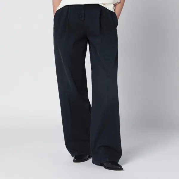GOLDEN GOOSE Wide-leg Cotton Trousers - Black