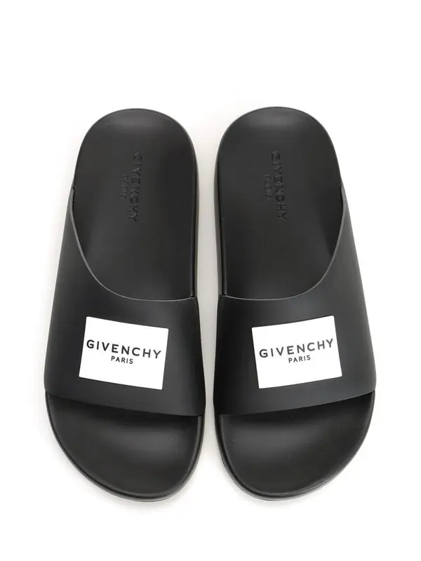 Givenchy Rubber Slides With Logo - Black