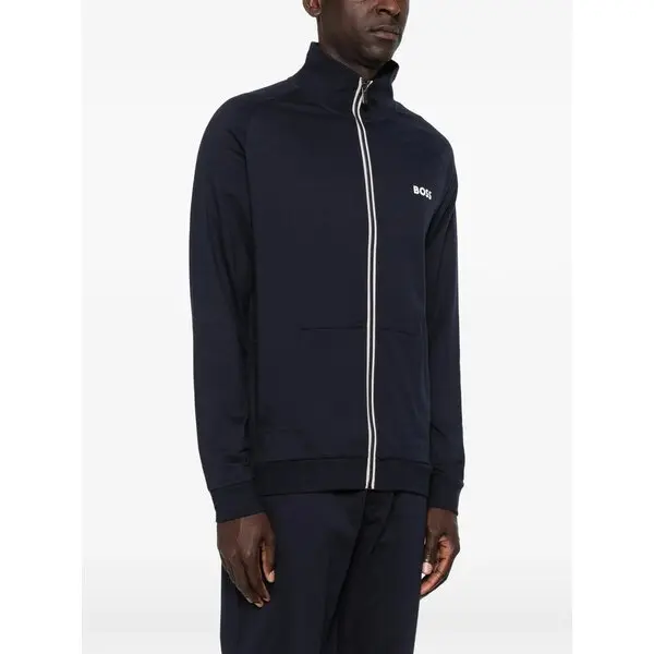 BOSS Navy Cotton Zip-up Sweatshirt