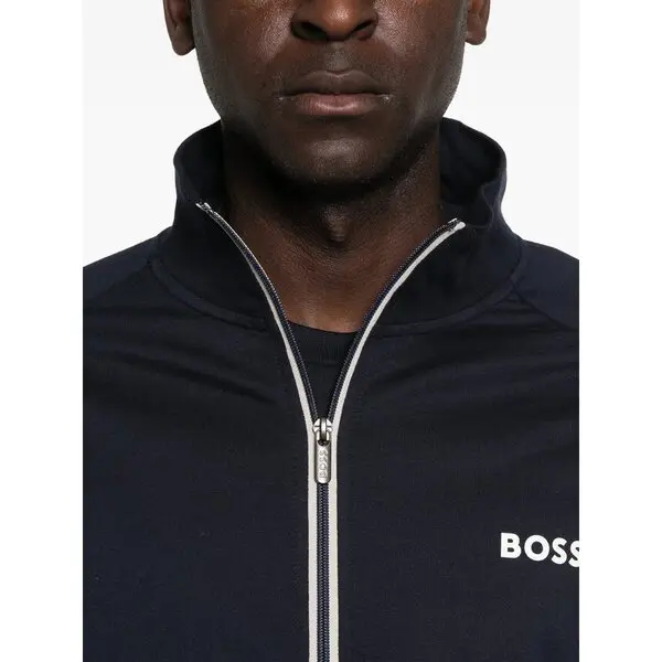 BOSS Navy Cotton Zip-up Sweatshirt