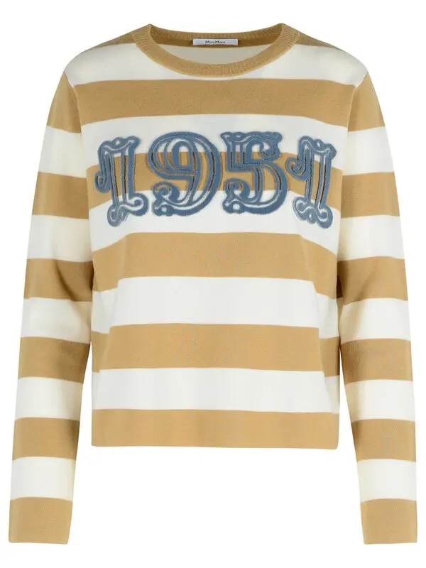 Max Mara Viterbo Striped Virgin Wool Sweater - Cream