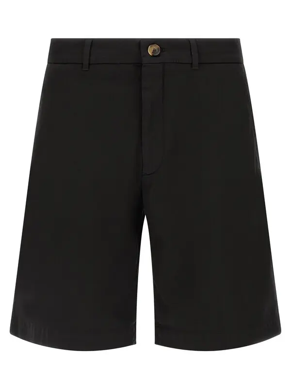 Brunello Cucinelli Garment-dyed American Pima Cotton Gabardine Bermuda Shorts - Black