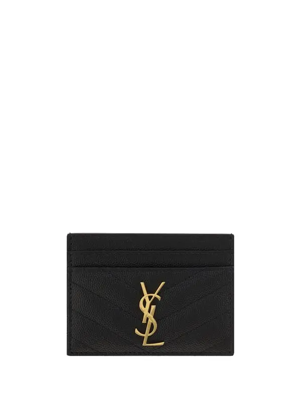 Saint Laurent Matelassé Leather Cardholder - Black