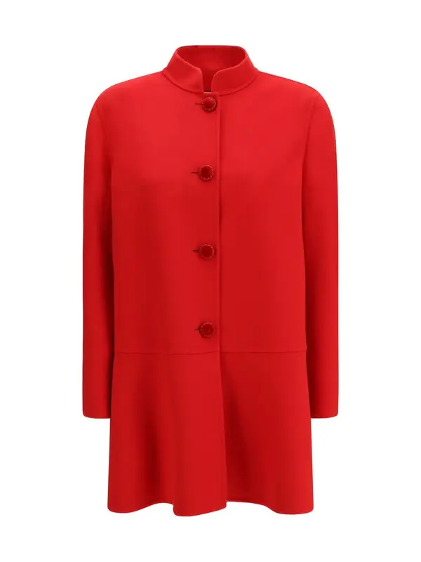 Valentino Garavani Single-breasted Compact Drap Coat - Red