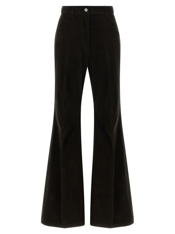 FERRAGAMO Velvet Flared Trousers With High Waist
