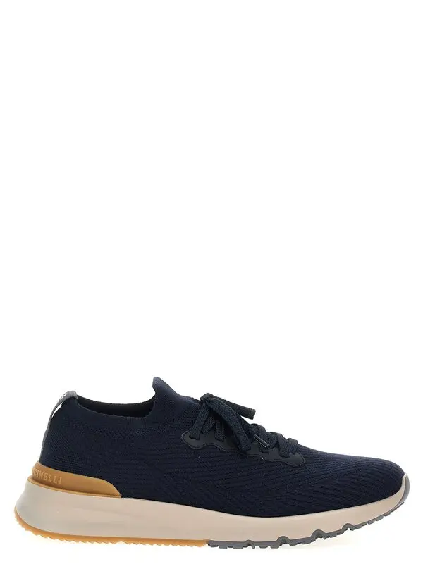 Brunello Cucinelli Knitted Low Top Sneakers - Blue