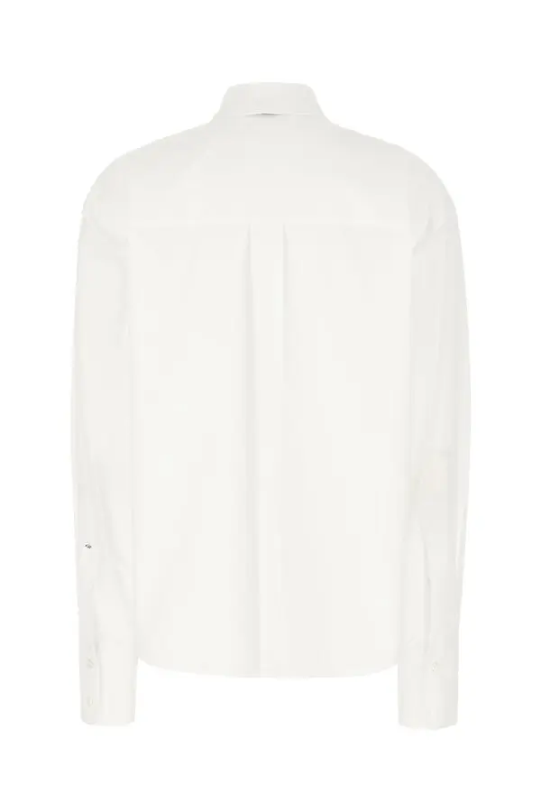 Sportmax White Cotton Shirt With Black Tie Detail - Multicolor