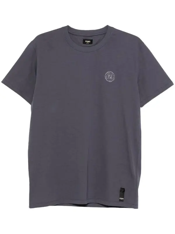 Fendi Ff Postcards Logo Print Cotton T-shirt - Blue
