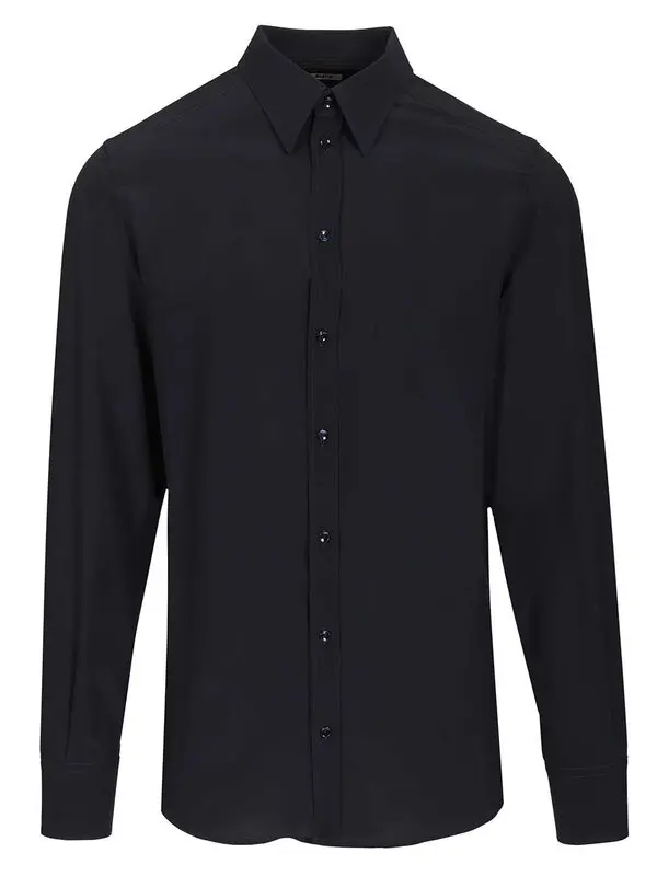 Dolce & Gabbana Formal Shirt In Silk Crepe De Chine - Blue