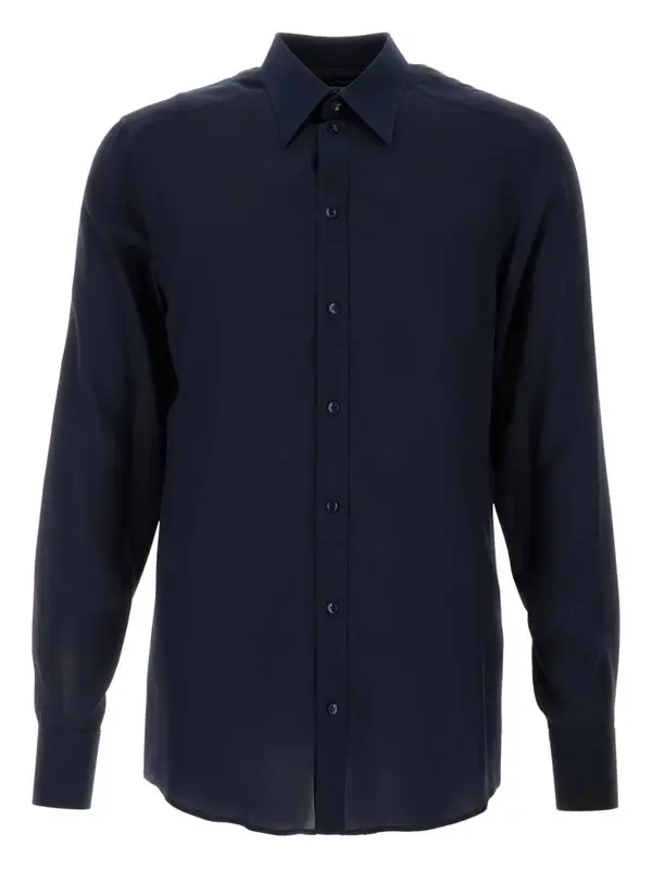Dolce & Gabbana Formal Shirt In Silk Crepe De Chine - Blue