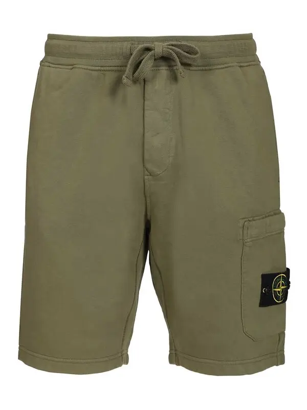 Stone Island Organic Cotton Fleece Bermuda Shorts - Green