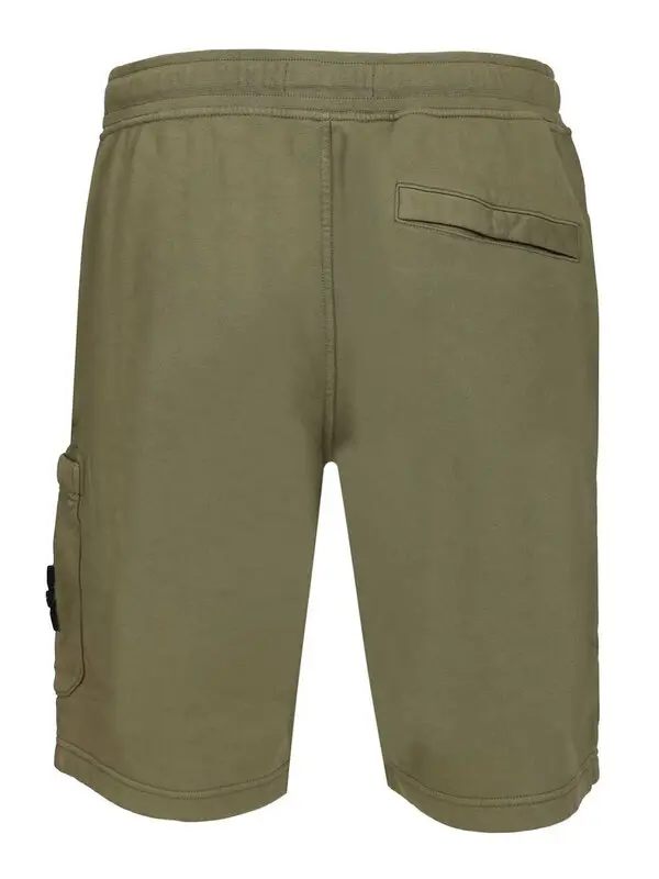 Stone Island Organic Cotton Fleece Bermuda Shorts - Green