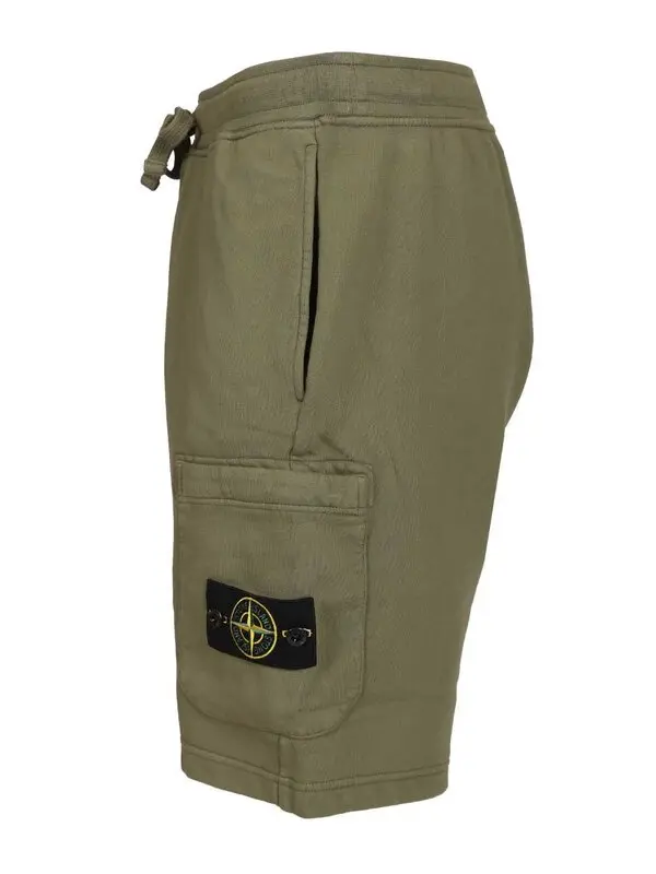 Stone Island Organic Cotton Fleece Bermuda Shorts - Green