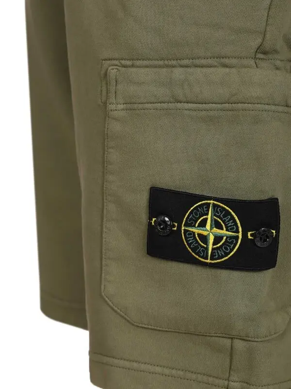 Stone Island Organic Cotton Fleece Bermuda Shorts - Green
