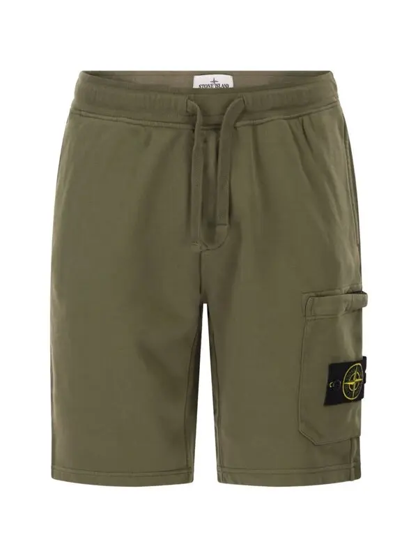 Stone Island Organic Cotton Fleece Bermuda Shorts - Green