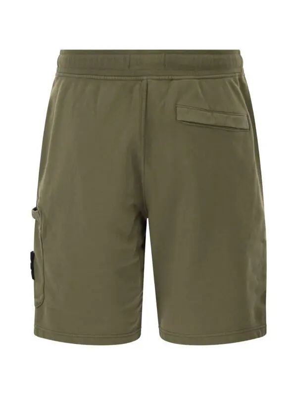 Stone Island Organic Cotton Fleece Bermuda Shorts - Green