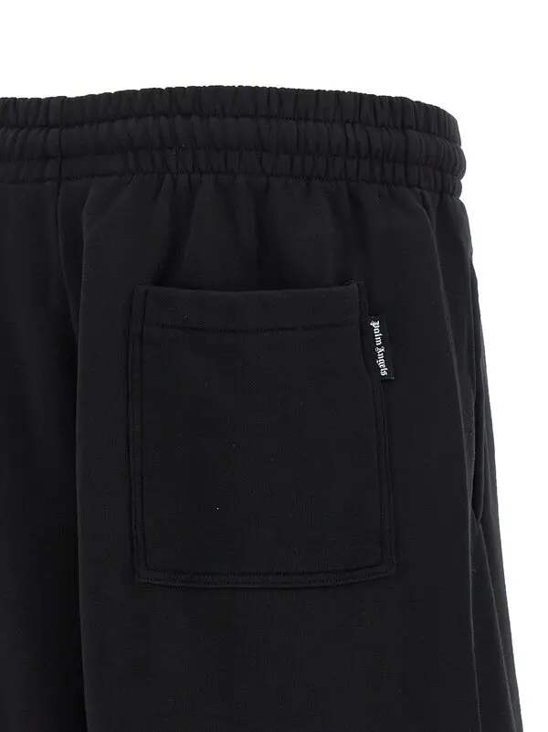 Palm Angels Logo Print Cotton Bermuda Shorts
