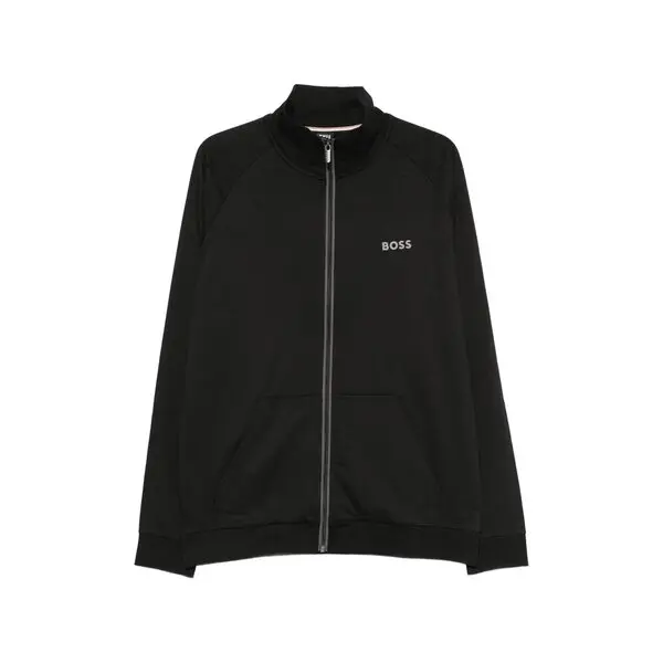 BOSS Cotton Zip-up Sweatshirt With High Neck And Logo Detail