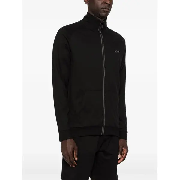 BOSS Cotton Zip-up Sweatshirt With High Neck And Logo Detail