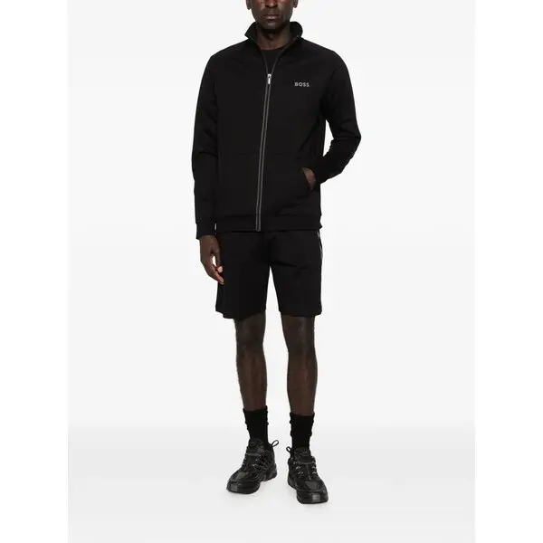 BOSS Cotton Zip-up Sweatshirt With High Neck And Logo Detail