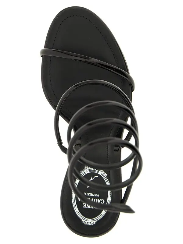 Rene Caovilla Cleo Metallic Ankle Wrap Stiletto Sandals