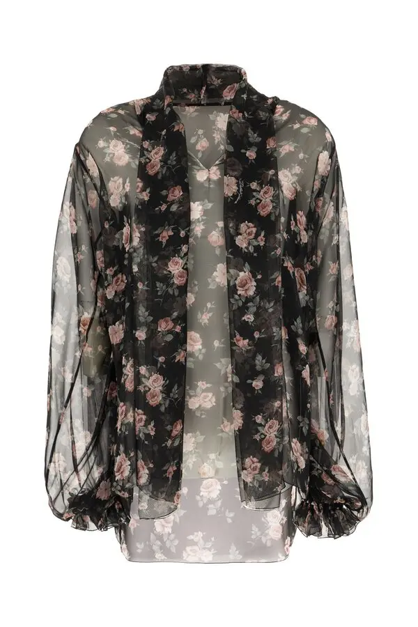 Dolce & Gabbana Floral Print Sheer Blouse - Multicolor