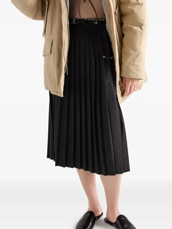 Prada Wool Midi Skirt - Multicolor